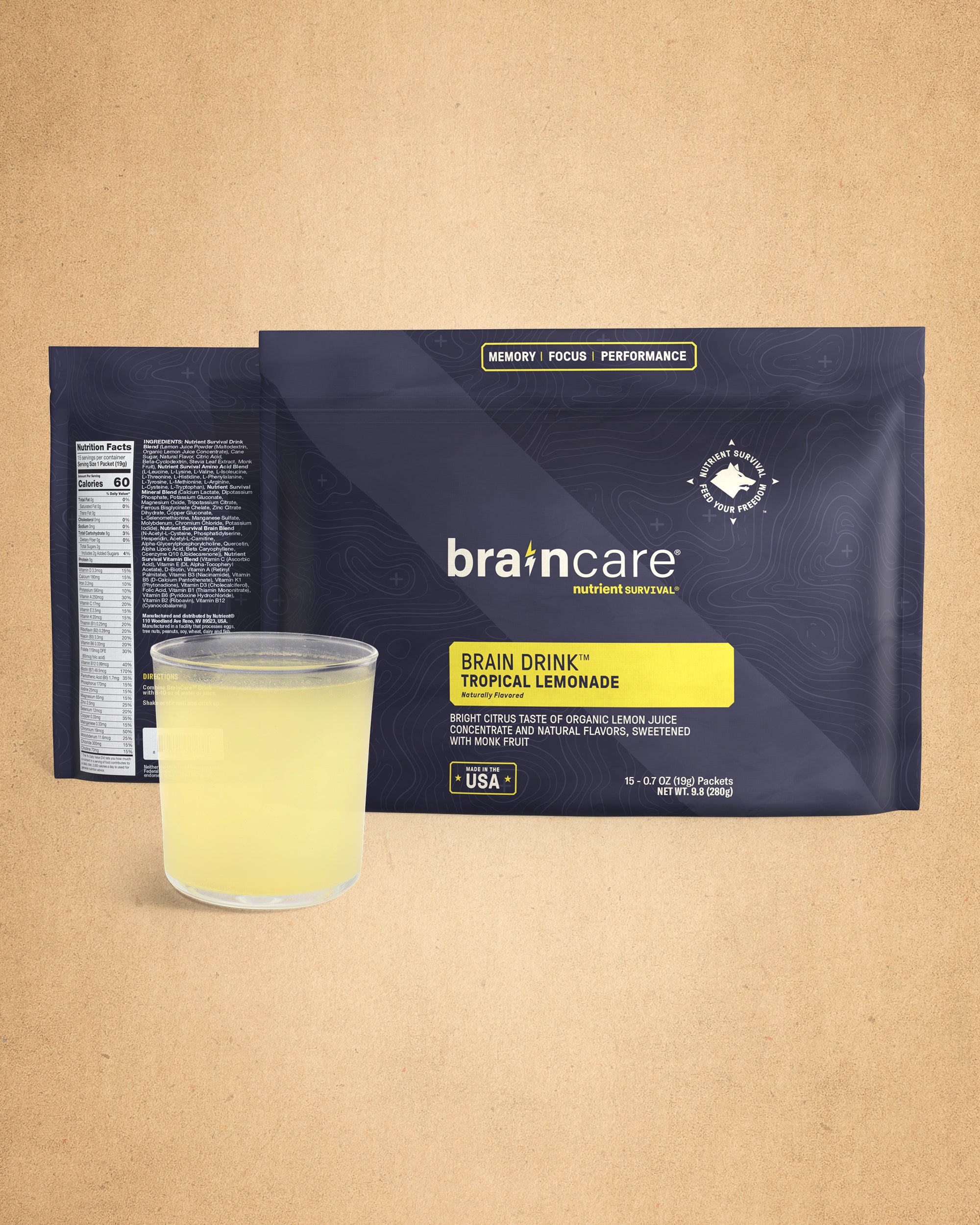 BrainCare® Brain Drink™ - Tropical Lemonade – Nutrient Survival