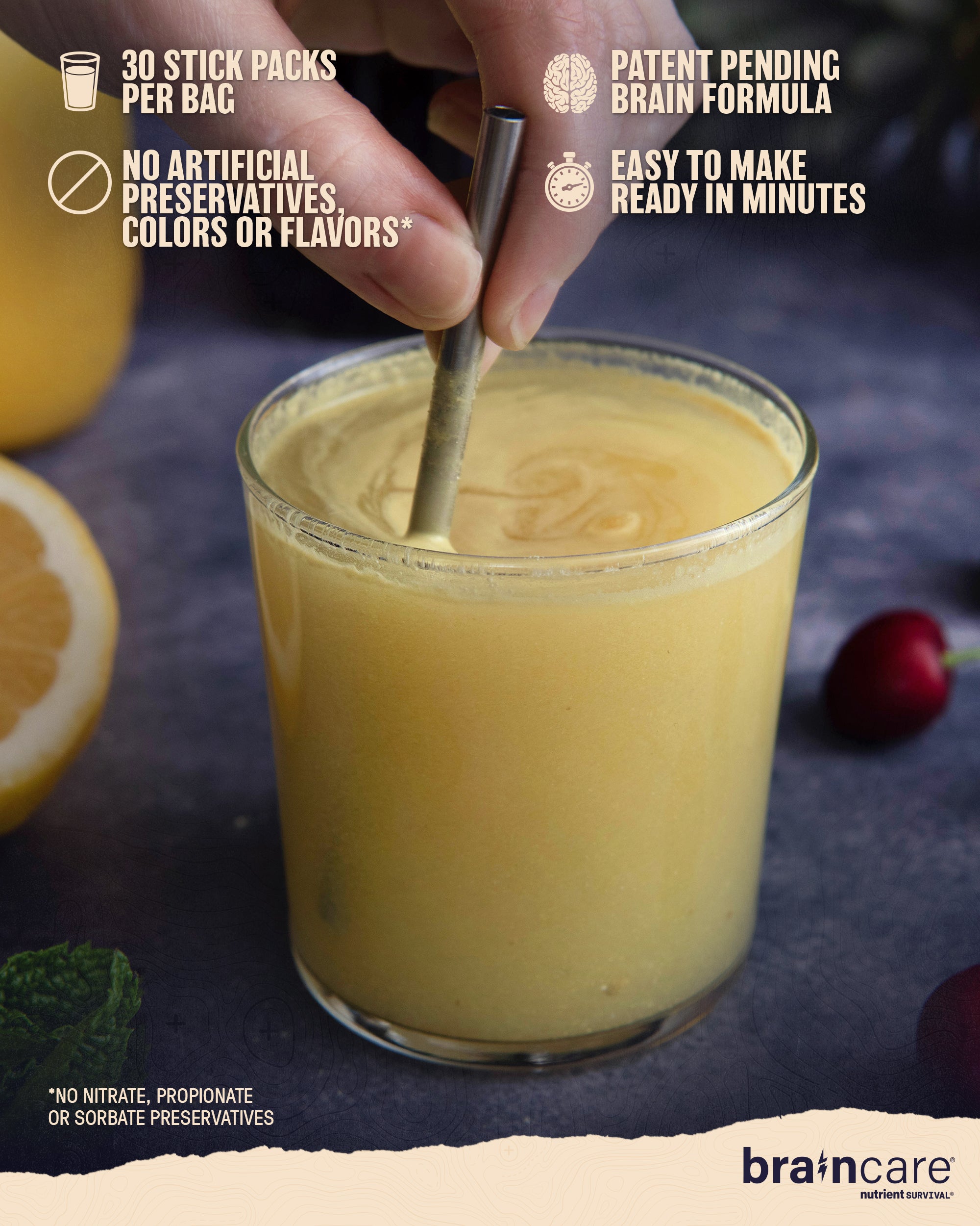 BrainCare® Brain Drink™ - Tropical Lemonade – Nutrient Survival
